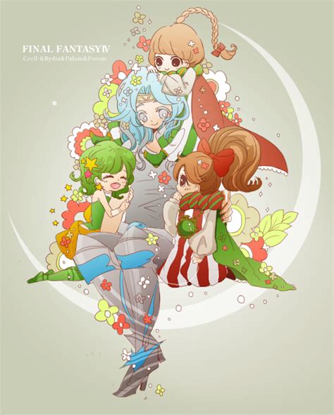 Rydia Cecil Harvey Paladin Porom And Palom Final Fantasy And 1