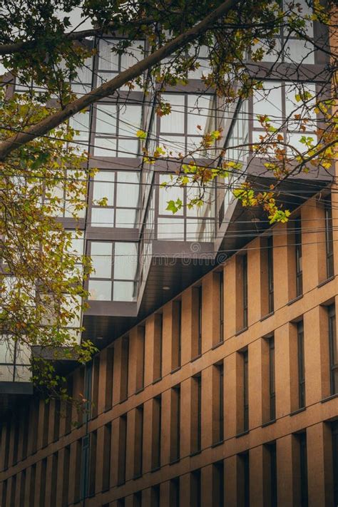 Modern Building With A Combination Of Glass And Stone Vertical