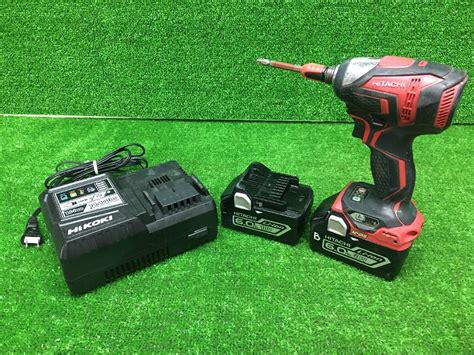 【やや傷や汚れあり】hitachi Koki 日立工機 コードレスインパクトドライバー Wh18ddl 18v 充電式 バッテリー 充電器付き