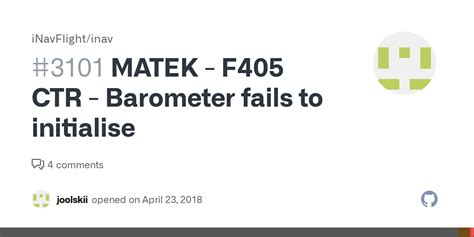 matek f405 ctr barometer fails to initialise · issue 3101