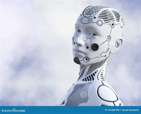 3d Rendering Of Female Robot Face Stock Illustration Illustration Of