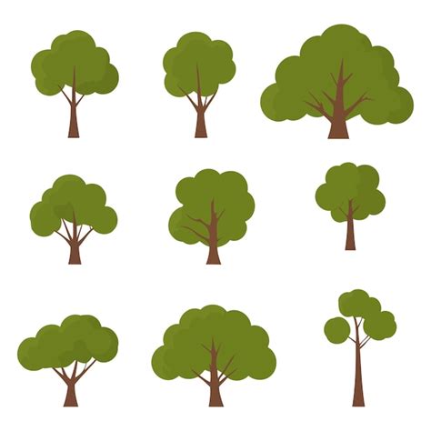Variety Of Stylized Trees In Different Shapes And Sizes Free Vector