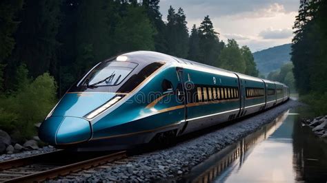 High Speed Train With An Aerodynamic Nose Stock Illustration Illustration Of Modeled High