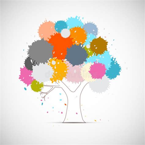 Vector Tree With Colorful Blots Splashes Picture Image 36432692