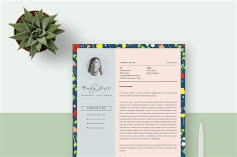 Floral Pattern Resume Templatecv Cover Letter Template By