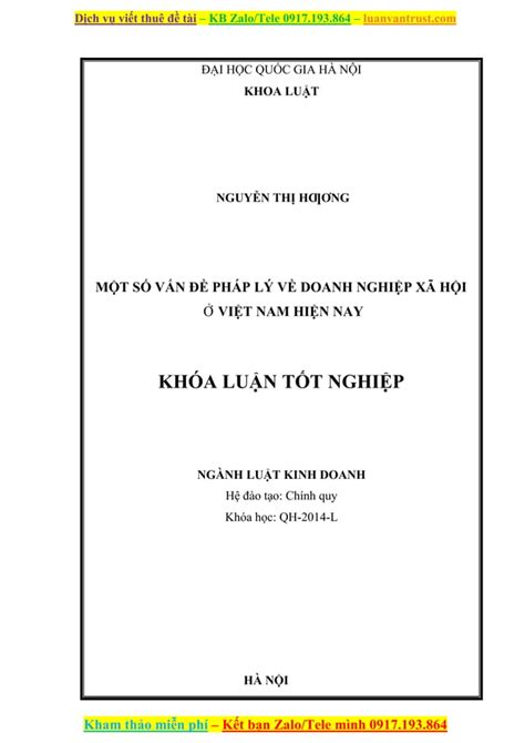 Một số vấn đề pháp lý về doanh nghiệp xã hội ở Việt Nam hiện nay doc
