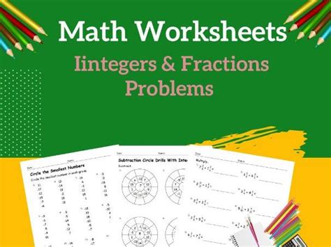 Integers And Fractions Worksheets Teaching Resources Integers And Fractions Worksheets Teaching Resources