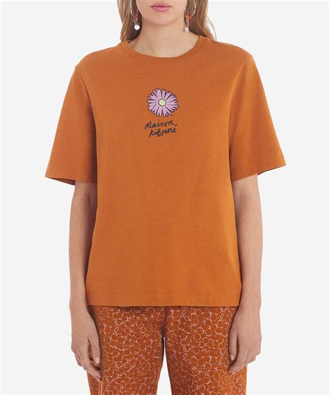 MAISON KITSUNÉ 果醬棕手繪小雛菊印花舒適短TEE 女裝 S 誠品線上