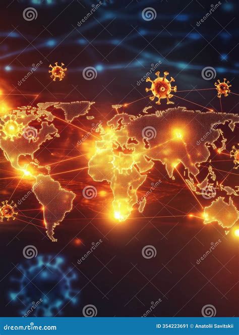 World Map Depicting Highlighted Viral Spread Zones Across Various