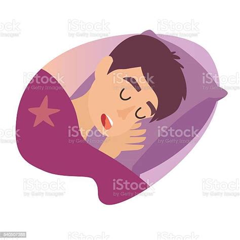 슬리핑 Man 말풍선이 있는 남자아이 에서 베드 1개가 있습니다 남성 만화 캐릭터 기업 재무와 산업에 대한 스톡 벡터 아트 및