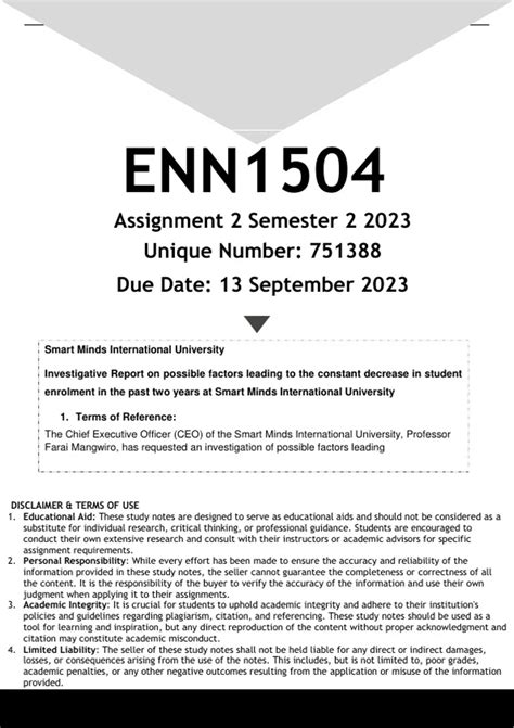 Enn1504 Assignment 2 Answers Semester 2 2023 Distinction Guaranteed