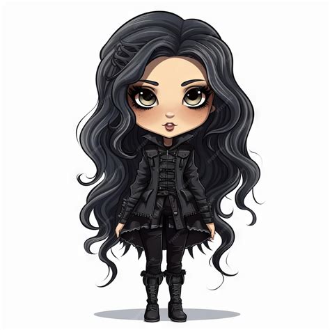 Premium Ai Image Whimsical Chibi Goth Girl With Attitude Generative Ai