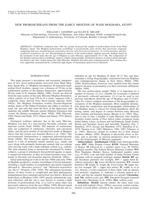 Pdf New Proboscideans From The Early Miocene Of Wadi Moghara Egypt