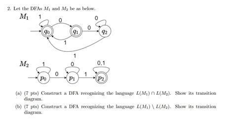 Solved 2 Let The Dfas M1 And M2 Be As Below A 7 Pts