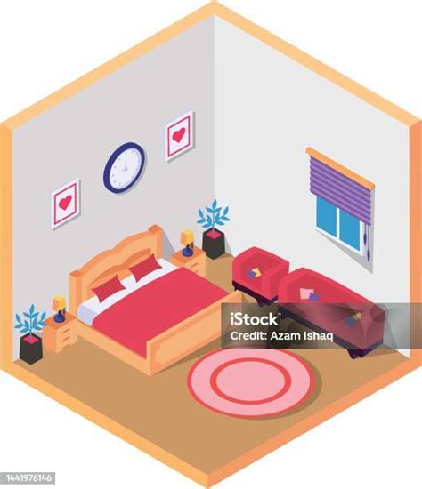 가구 개념 킹 사이즈 침대 벡터 아이소메트릭 아이콘 디자인 컴팩트한 거실 공간 기호 인테리어 장식 기호 낮은 폴리 홈 오피스