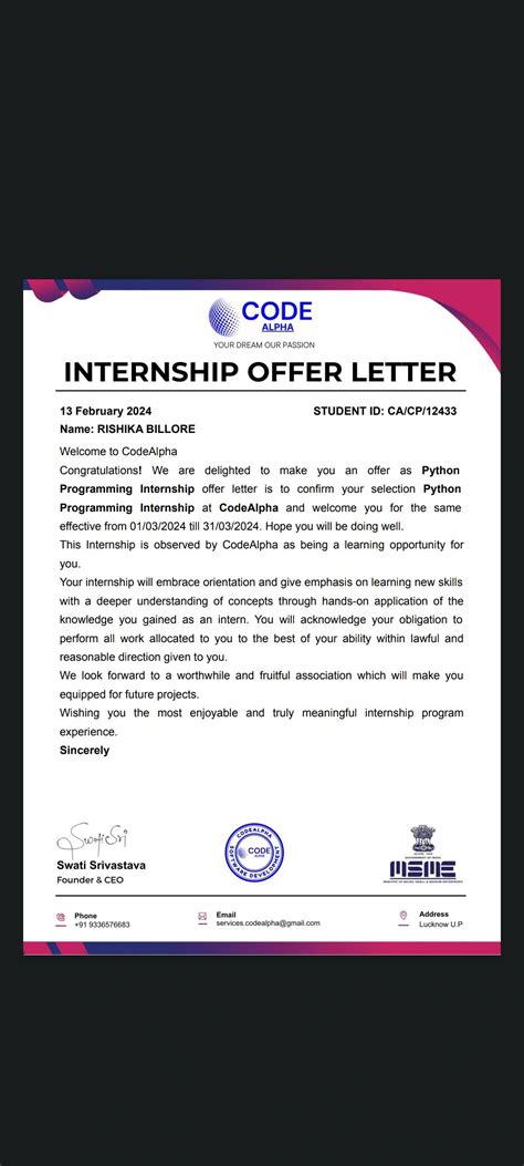 Codealphainternship Codealpha Pythonprogramming Rishika Billore