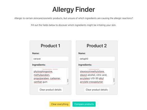 GitHub Minteapixel Allergy Finder Find Out What S Been Irritating Your Skin Built With React
