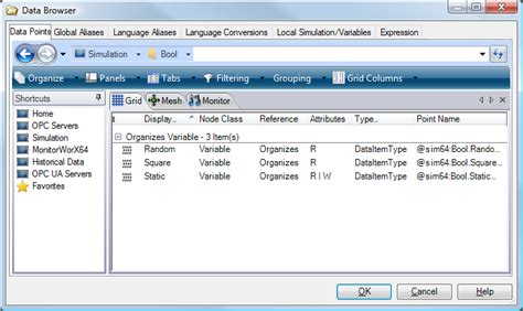 simulation tab on the data browser