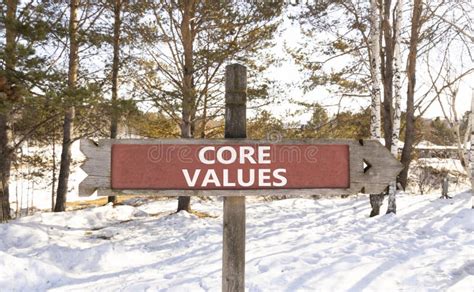 Core Values Symbol Concept Words Core Values On Beautiful Wooden Road Sign Beautiful Forest