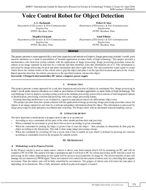 Pdf Voice Control Robot For Object Detection