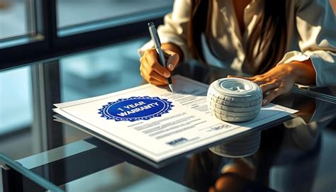 Person Signing A Purchase Document With A Miniature Tire Placed Tire