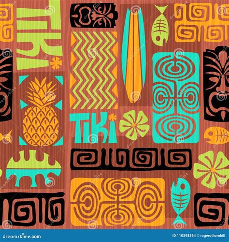 Seamless Exotic Tiki Pattern Vector Illustration Stock Vector