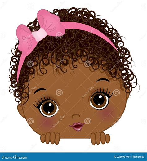 Cute Little African American Bay Girl Playing Peekaboo Vector Peek A