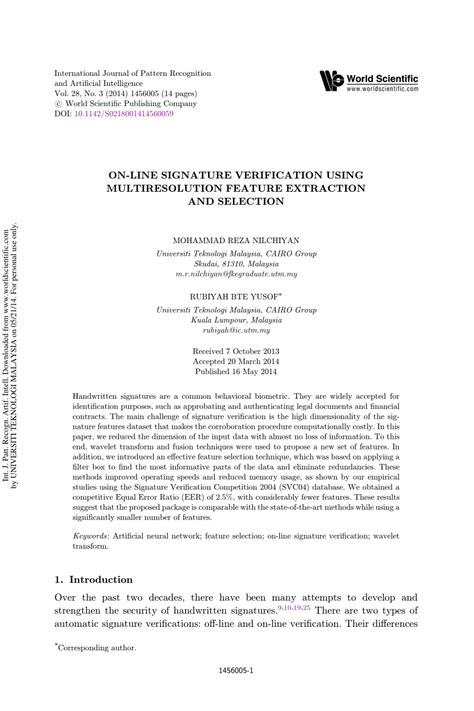 pdf on line signature verification using multiresolution feature