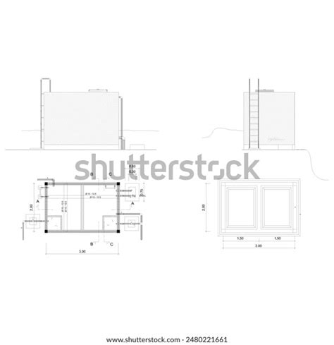 Plan Sketch View Reinforced Concrete Reservoir Stock Vector Royalty Free 2480221661 Shutterstock