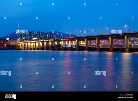 Beautiful Landscape View Of Namsan Mountain With N Seoul Tower From Han