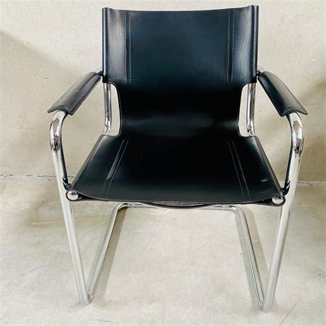 50 X Matteo Grassi Leather Cantilever Dining Chairs By Mart Stam Italy