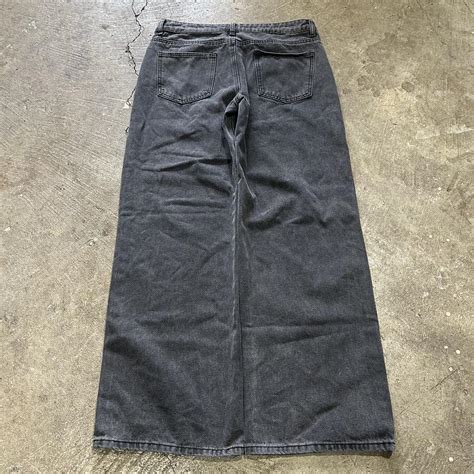 Y2k Edickted Super Baggy Wide Leg Black Denim Size Depop