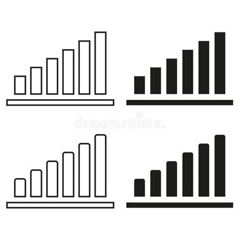 Bar Chart Icons Growth Progress Symbol Data Analysis Vector Black