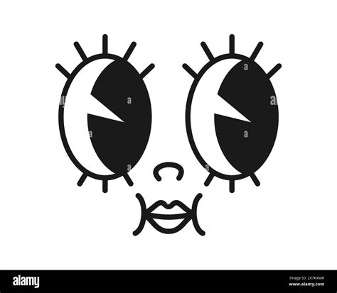 Cartoon Comic Smile Groovy Face Funny Eye Emotion And Retro Cute Emoji