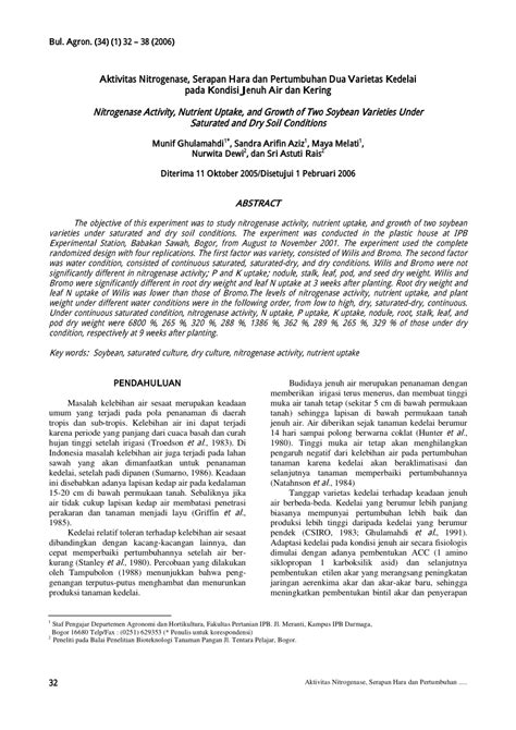 PDF Aktivitas Nitrogenase Serapan Hara Dan Pertumbuhan Dua Varietas Kedelai Pada Kondisi