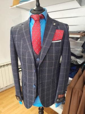 Costume Homme 3 Pièces à carreaux Bleu Garcia
