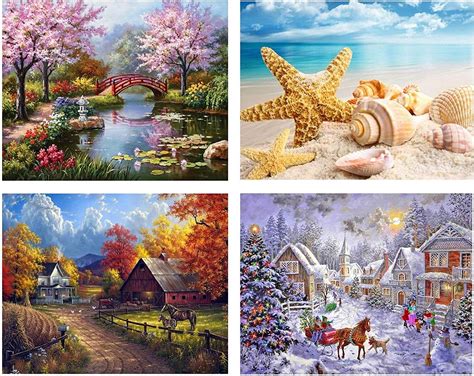 M Aimee Lot de 4 kits de peinture diamant 5D à faire soi même peinture