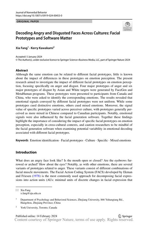 Decoding Angry And Disgusted Faces Across Cultures Facial Prototypes And Software Matter