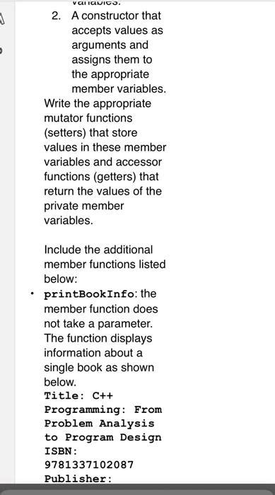 Solved 2 A Constructor That Accepts Values As Arguments And