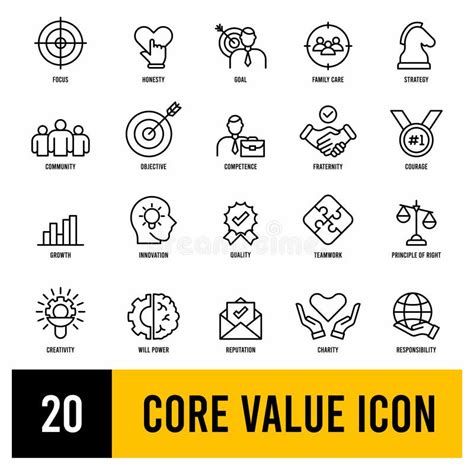 Core Values Icon Set Design Element Assets Stock Illustration Illustration Of Digital