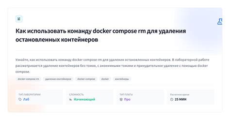 Как удалять остановленные контейнеры с помощью Docker Compose Rm Labex