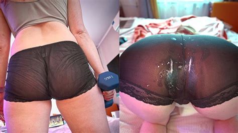 My Morning Workout Ends Up In Huge Cum Mess On My Nylon Panties