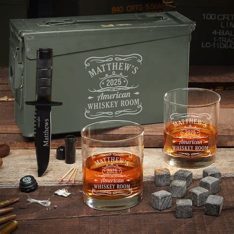 Personalized Ammo Can Whiskey T Set Outdoorsman Ts Whiskey Lover