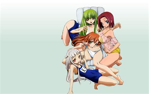 Bikini Cc Code Geass Green Hair Kallen Stadtfeld Long Hair Red Eyes