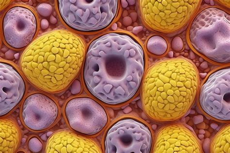 Premium Photo Yellow Human Adipose Tissue Cells Under A Microscope