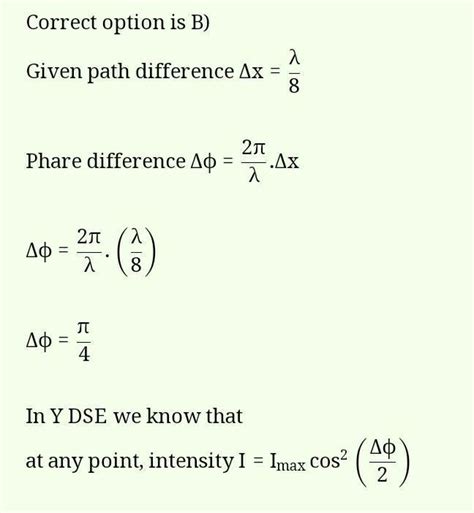 In A Youngs Double Slit Experiment The Path Difference At A Certain