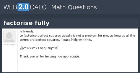 View Question Factorise Fully