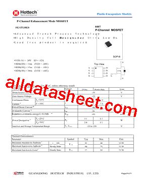 4407 Datasheet PDF GUANGDONG HOTTECH INDUSTRIAL CO LTD