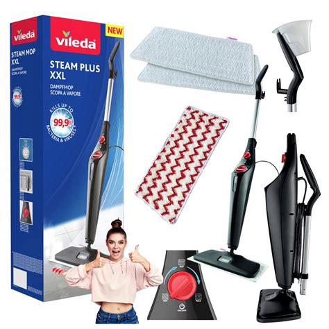 VILEDA Mop parowy STEAM PLUS Power PAD XXL 3 WKŁADY Elektryczny ...