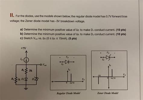 Solved Ii For The Diodes Use The Models Shown Below The